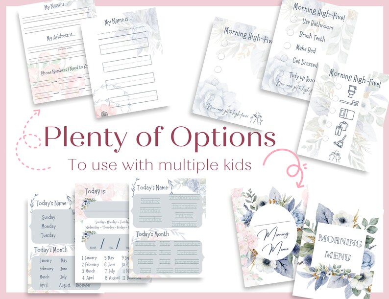 Morning Menu Printables Floral Design Circle Time - Etsy