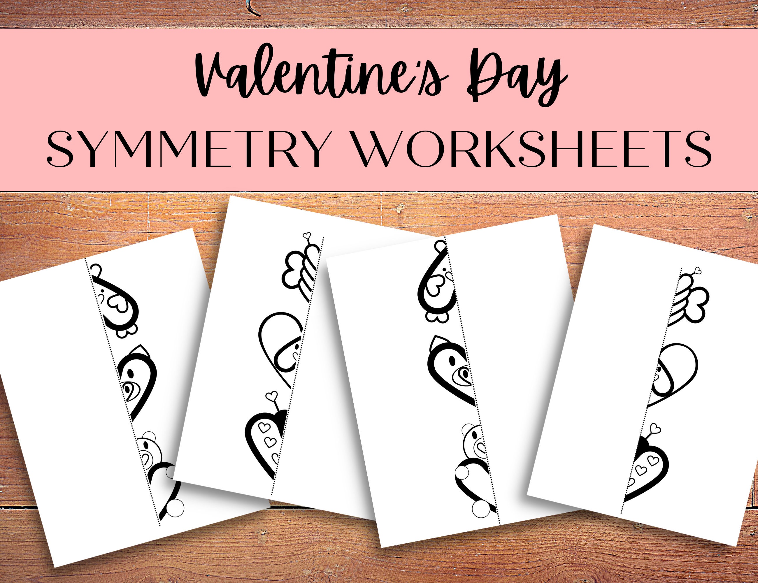 Valentine's Day Symmetry Drawing Worksheets - Etsy