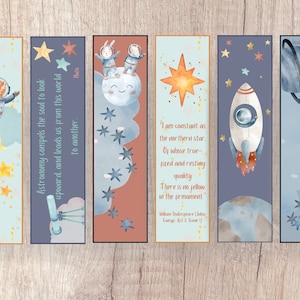 Space Bookmarks, Printable Space Bookmark Set, Bookmarks for Kids ...