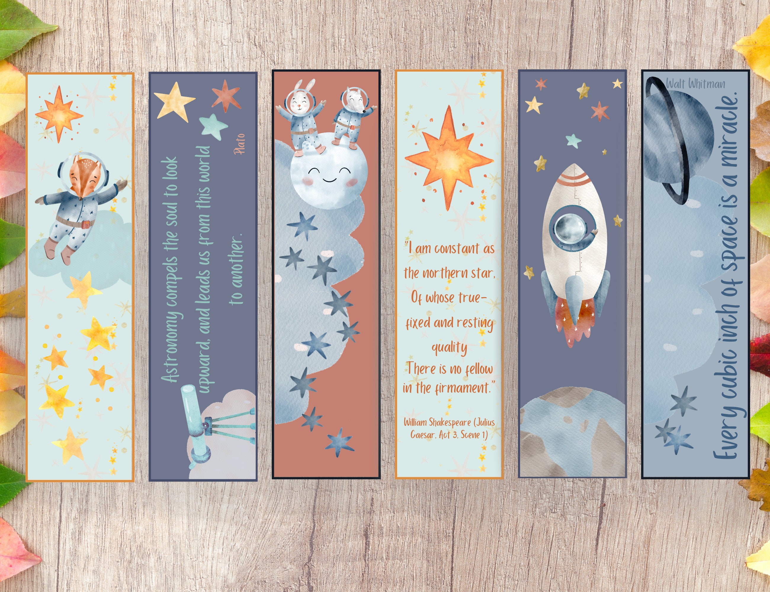 Space Bookmarks, Printable Space Bookmark Set, Bookmarks for Kids ...