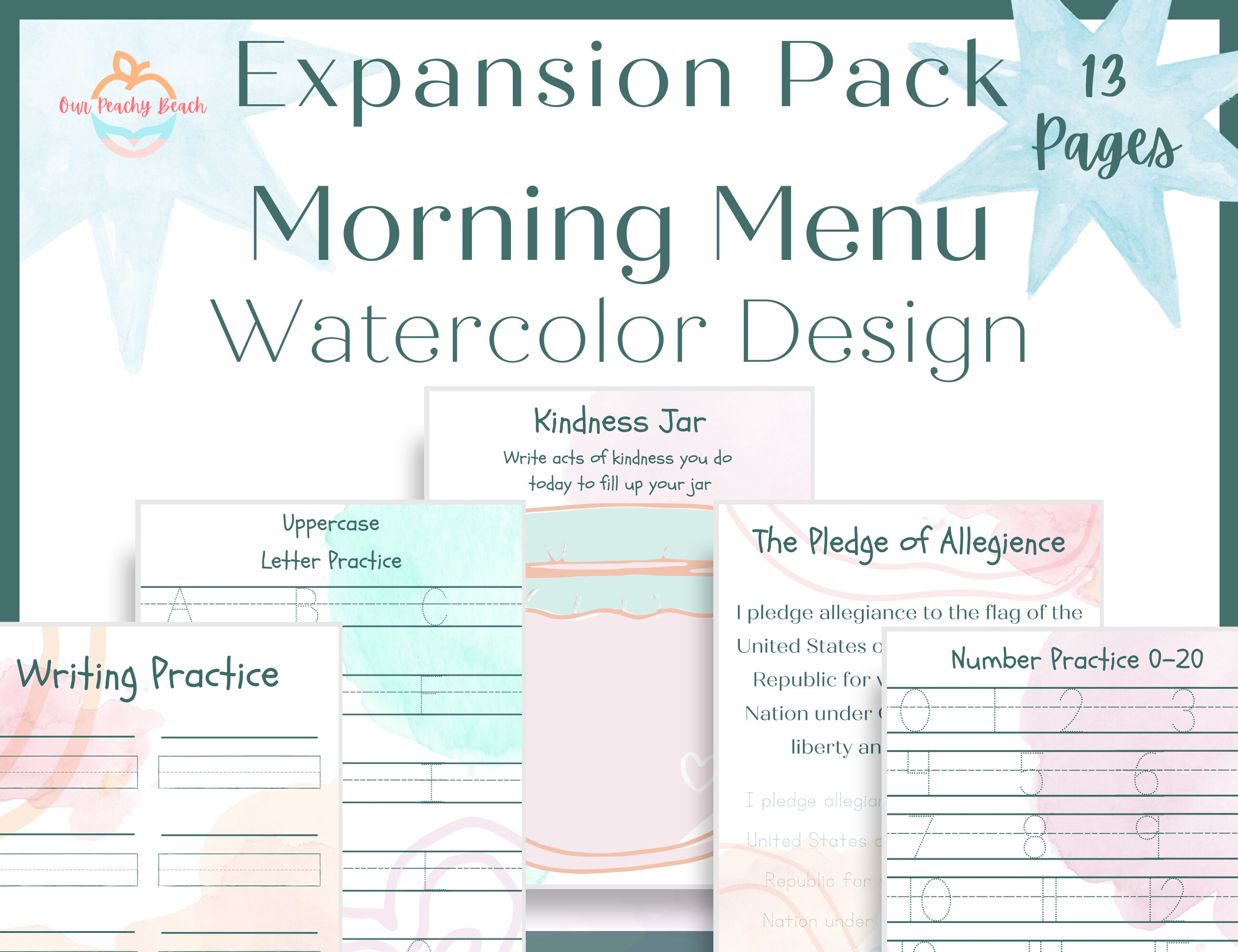 Morning Menu Printables - Watercolor Design - Circle Time - Morning ...