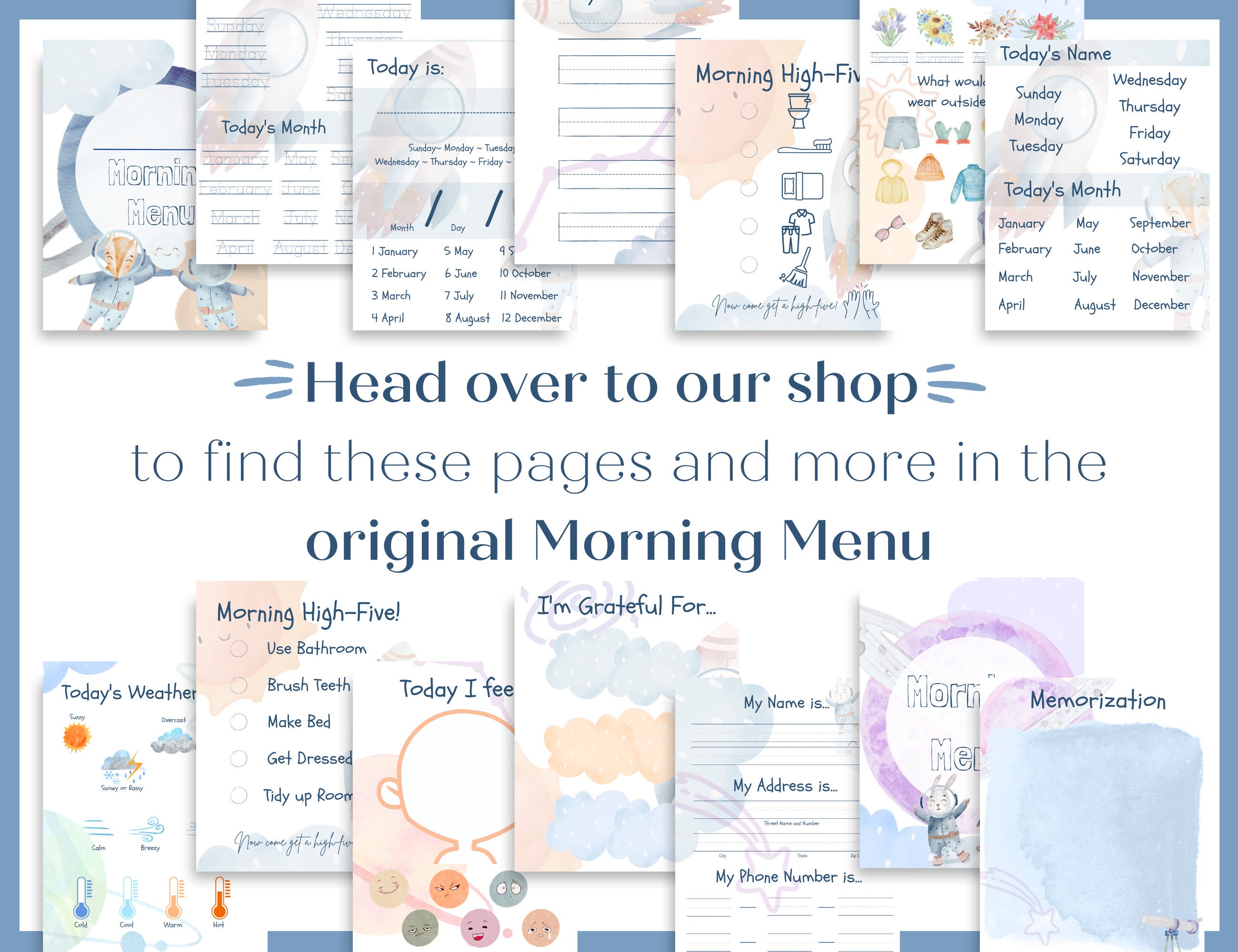 Morning Menu Printables - Space Design - Circle Time - Morning Ritual ...