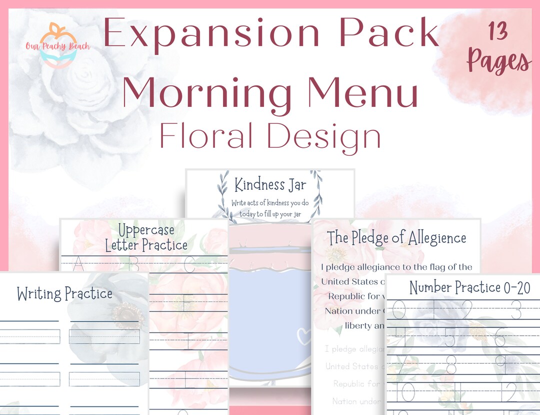 Morning Menu Printables - Floral Design - Circle Time - Morning Ritual ...