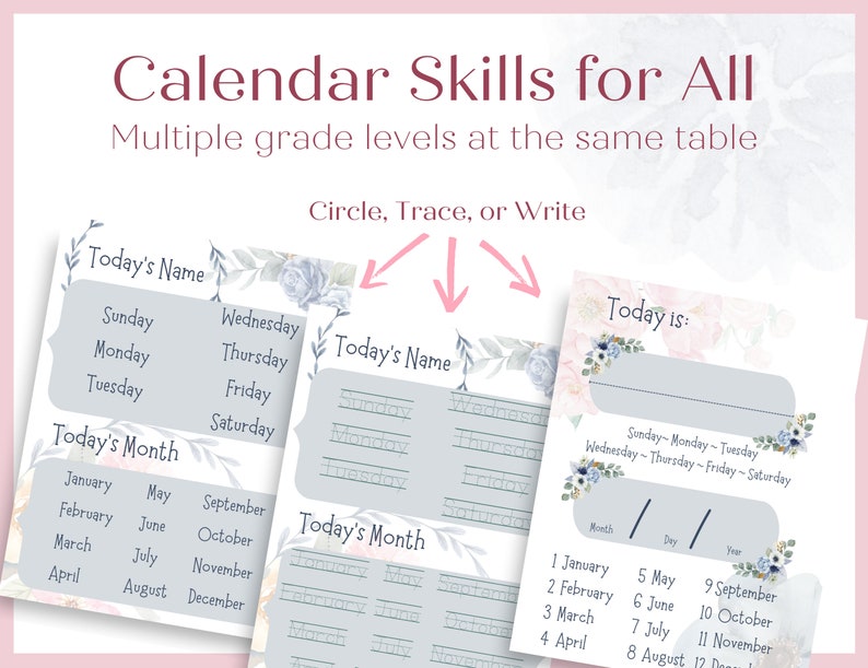 Morning Menu Printables - Floral Design - Circle Time - Morning Ritual ...