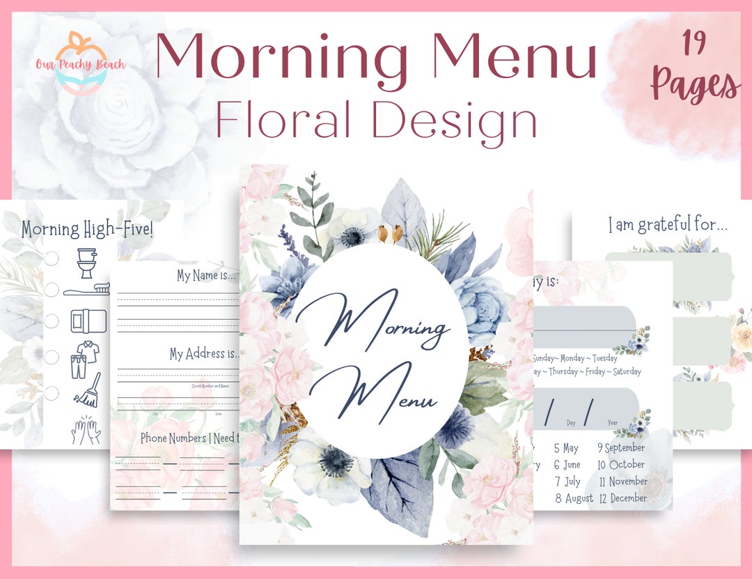 Morning Menu Printables - Floral Design - Circle Time - Morning Ritual ...