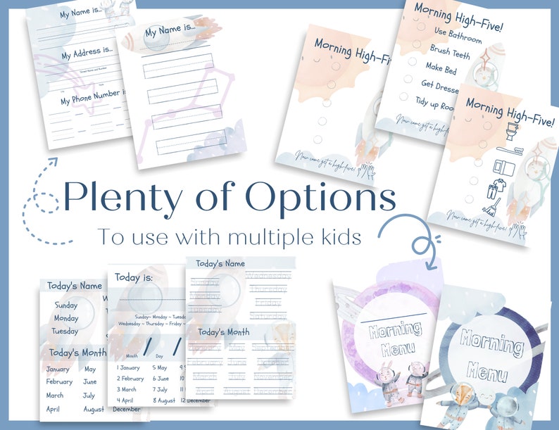 Morning Menu Printables - Space Design - Circle Time - Morning Ritual ...