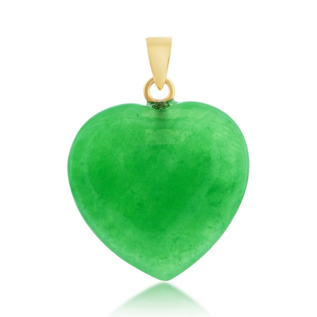 14K Yellow Gold, Jade Heart Pendant - Etsy