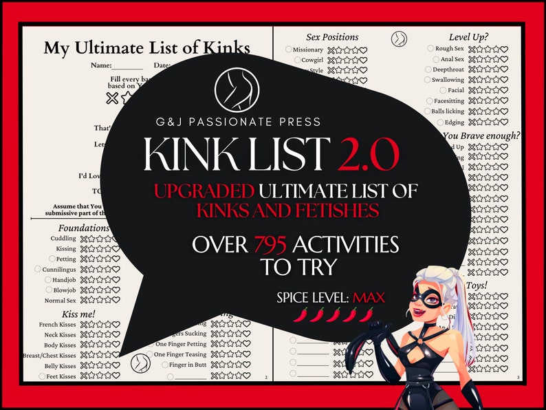 Kink List 2.0 Upgraded List With Fetishes and Over 795 Sex - Etsy