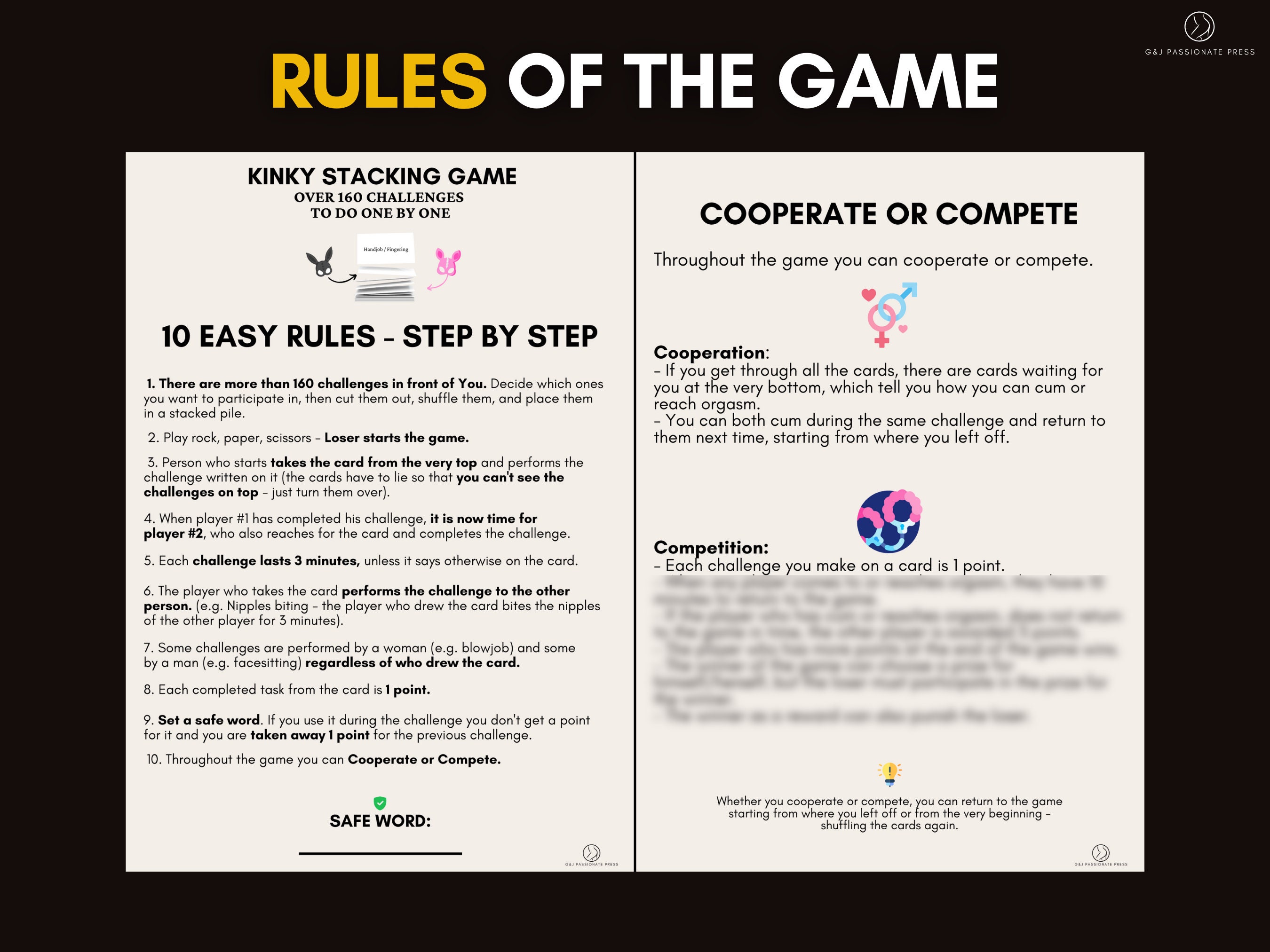 Kinky Stacking Sex Game Over 160 Printable Challenges For Couples Sexy