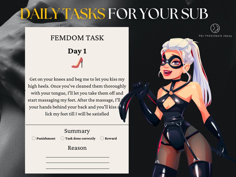 Femdom Tasks. Daily Humiliating & Training Tasks for Submissive for One Week. Male Sexual and ...