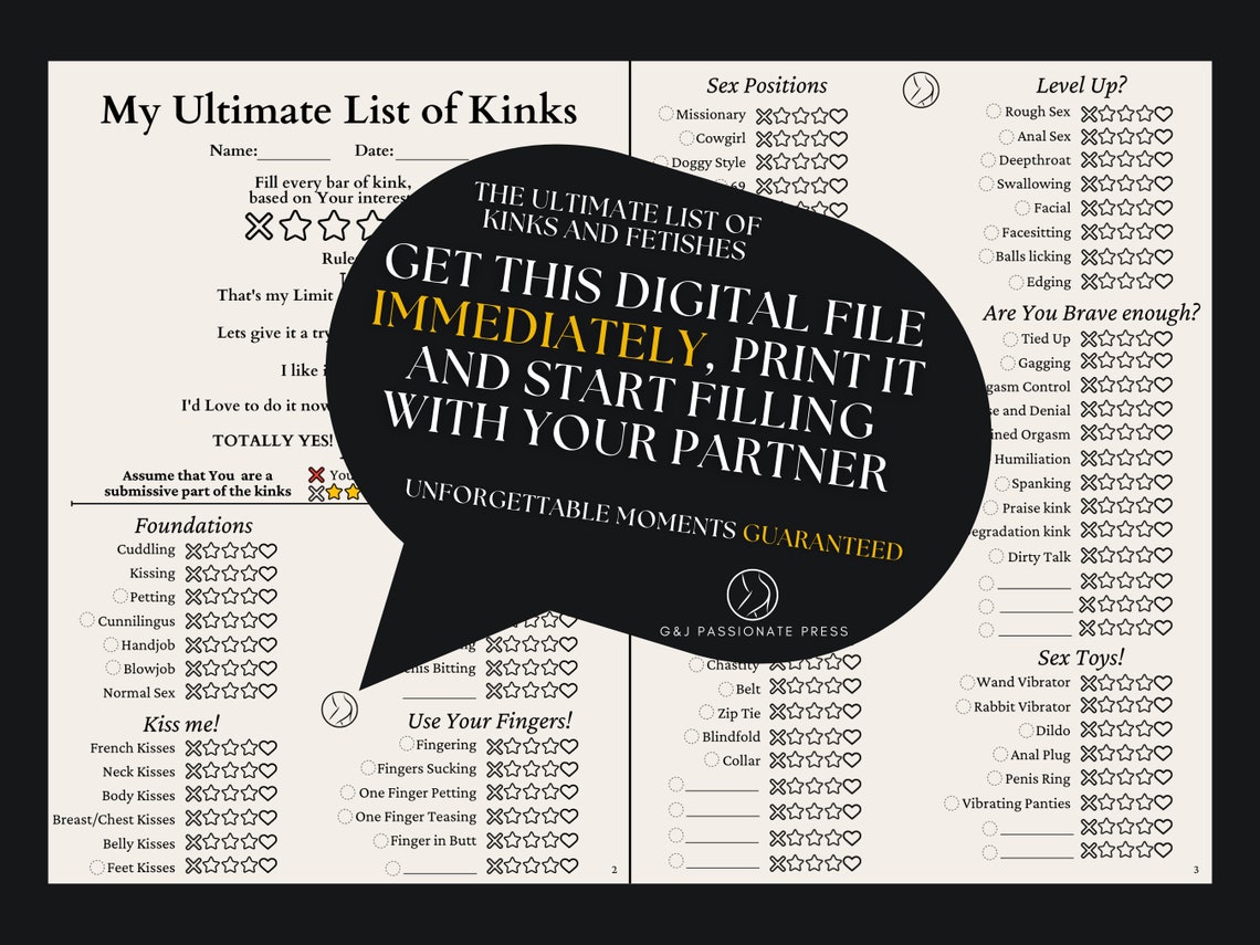 Ultimate List of Kinks and Fetishes Over 150 Sex Activities - Etsy Finland