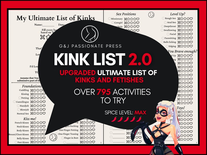 Kink List 2 0 Upgraded List With Fetishes And Over 795 Sex Activities