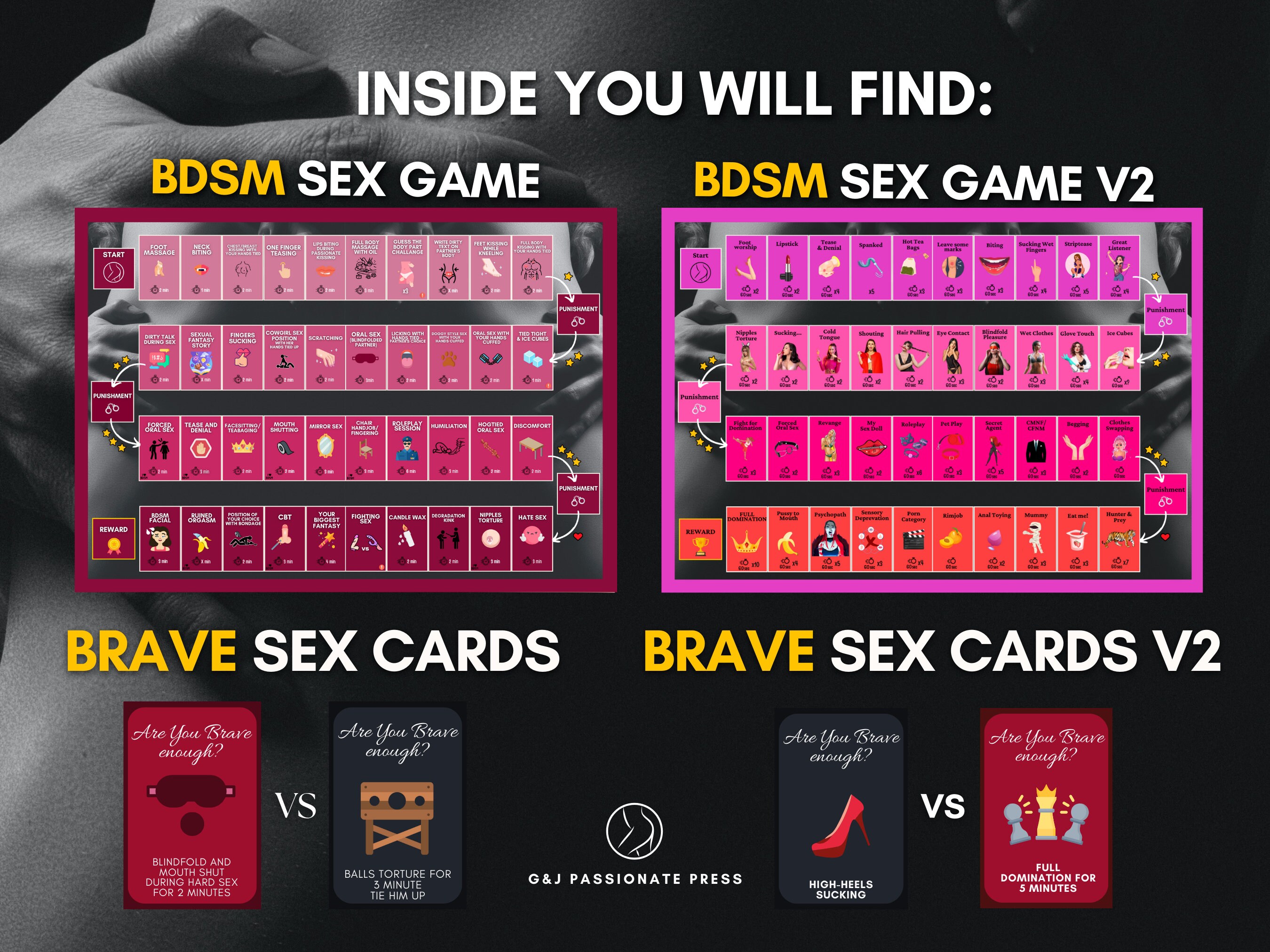 BDSM Bundle 7 Sex Games in 1 Pack. Dice and Extreme Cards, Kinky Games, Sexy BDSM Board Game ...