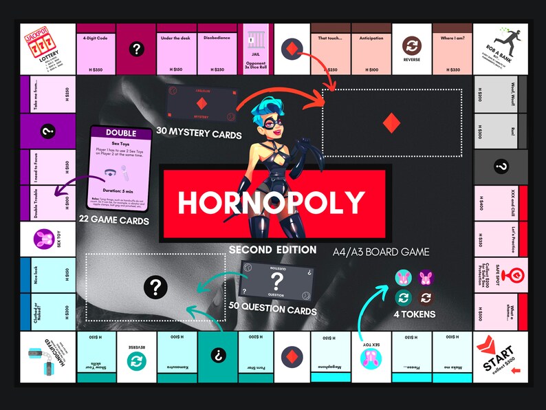 Hornopoly 2 Printable Board Sex Game for Naughty Couple. Kinky and BDSM Activities and Sex ...