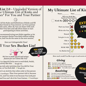 Kink List 2.0 - Upgraded List With Fetishes and Over 795 Sex Activities to Try. Sex Bucket List ...