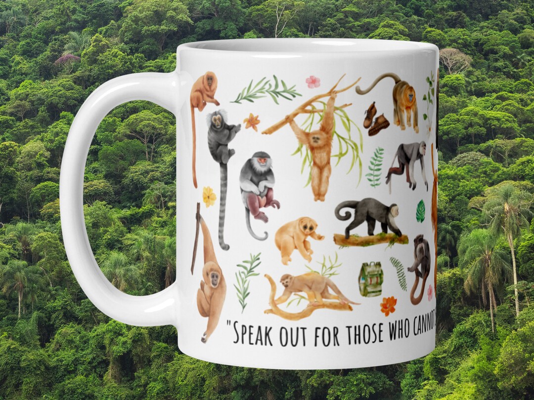 Primates of the World Mug // Jane Goodall Quote Mug, Conservation Mug ...