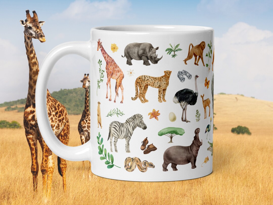 African Savanna Safari Animals Mug// African Wildlife Coffee Mug ...