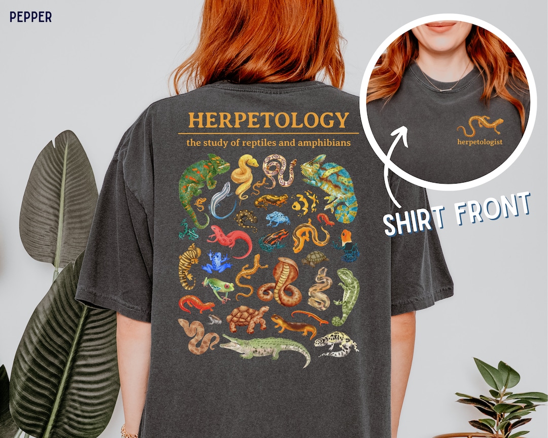 Herpetology Reptiles and Amphibians of the World Comfort Colors Tee ...
