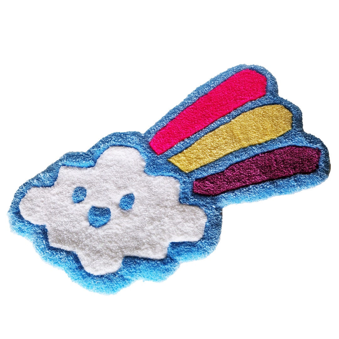 Rainbow Cloud Tufted Rug Handmade Kawaii Decor Cloud Rug - Etsy