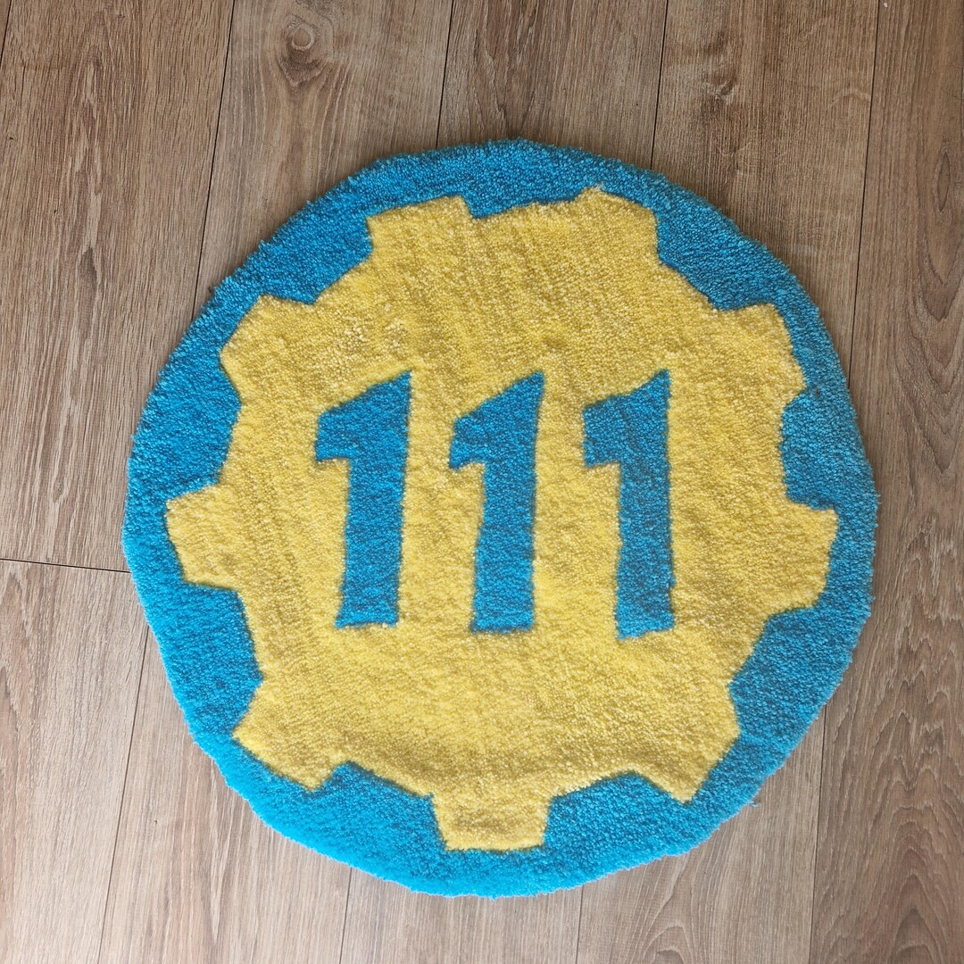 Fallout Vault 111 - Hand Tufted Rug - Blue & Yellow - Fallout Gifts ...