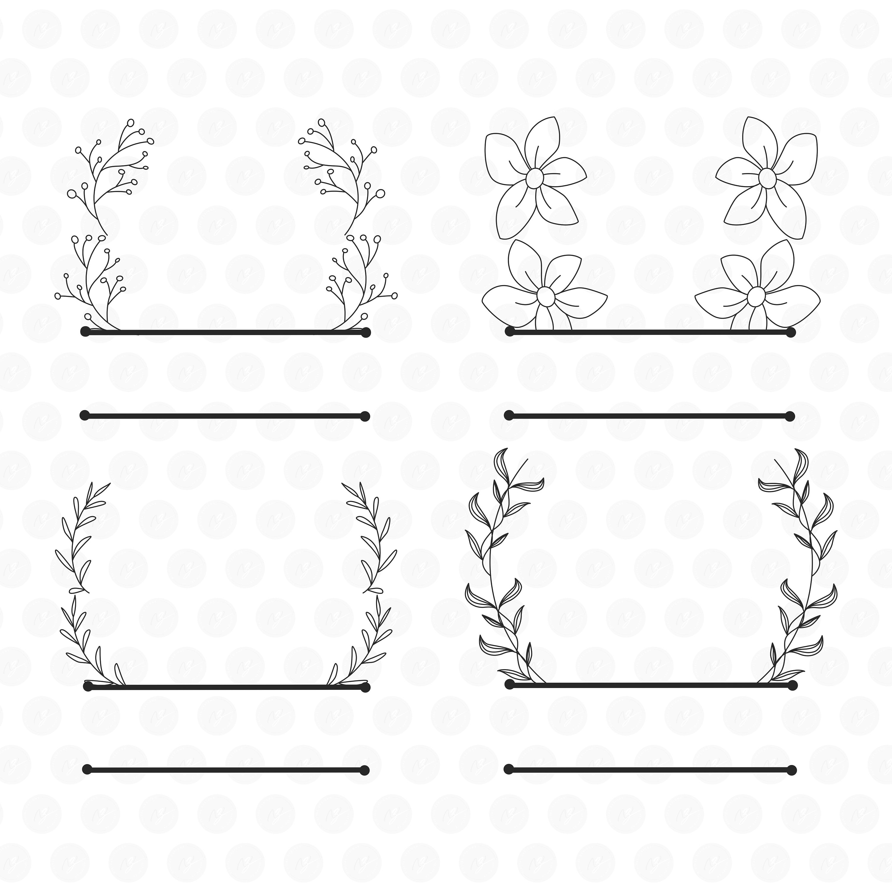 Split Floral Frame Svg Floral Border Svg Floral Frame Svg - Etsy