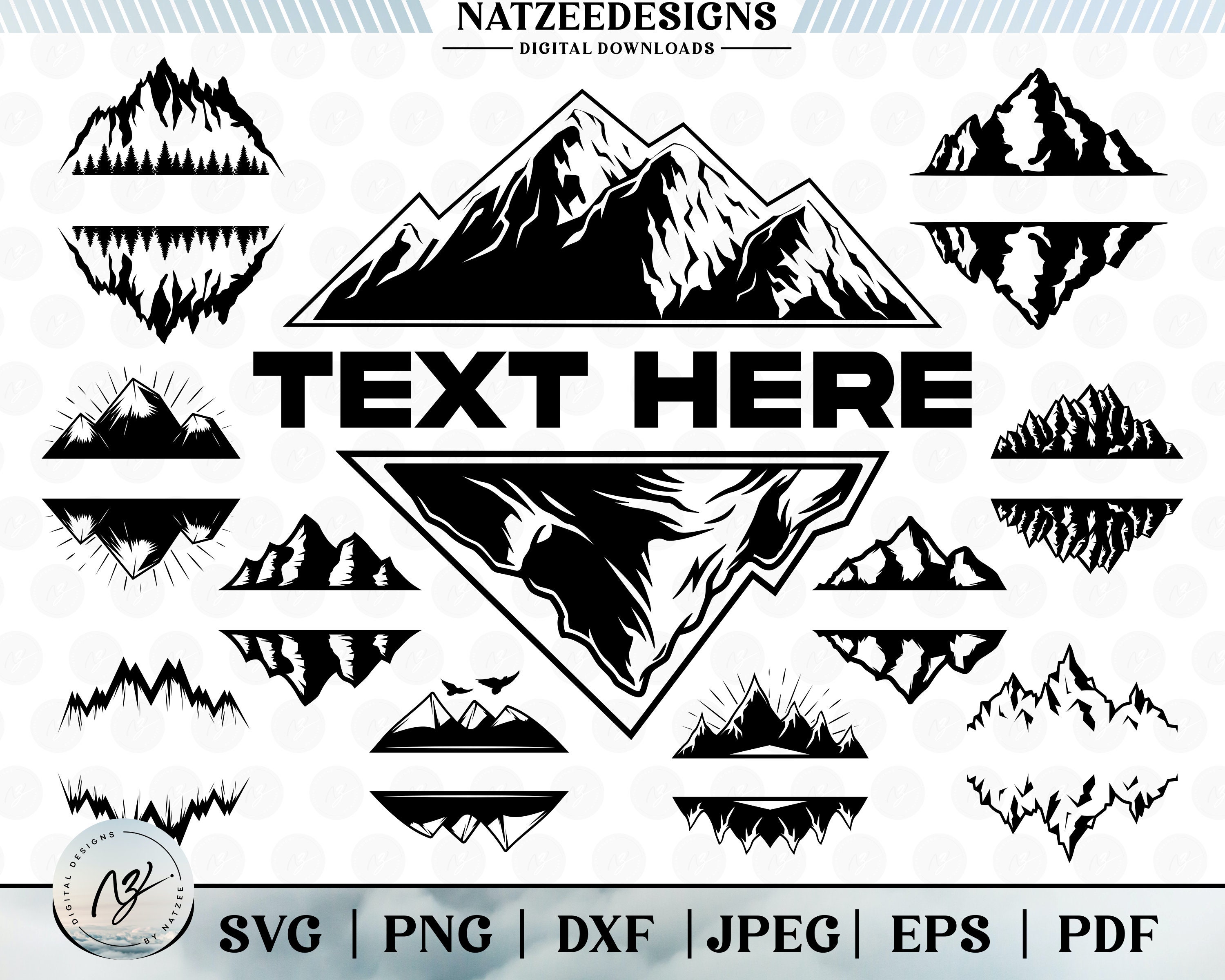 Mountain Monogram SVG Forest Split Name Frame SVG. Mountains - Etsy