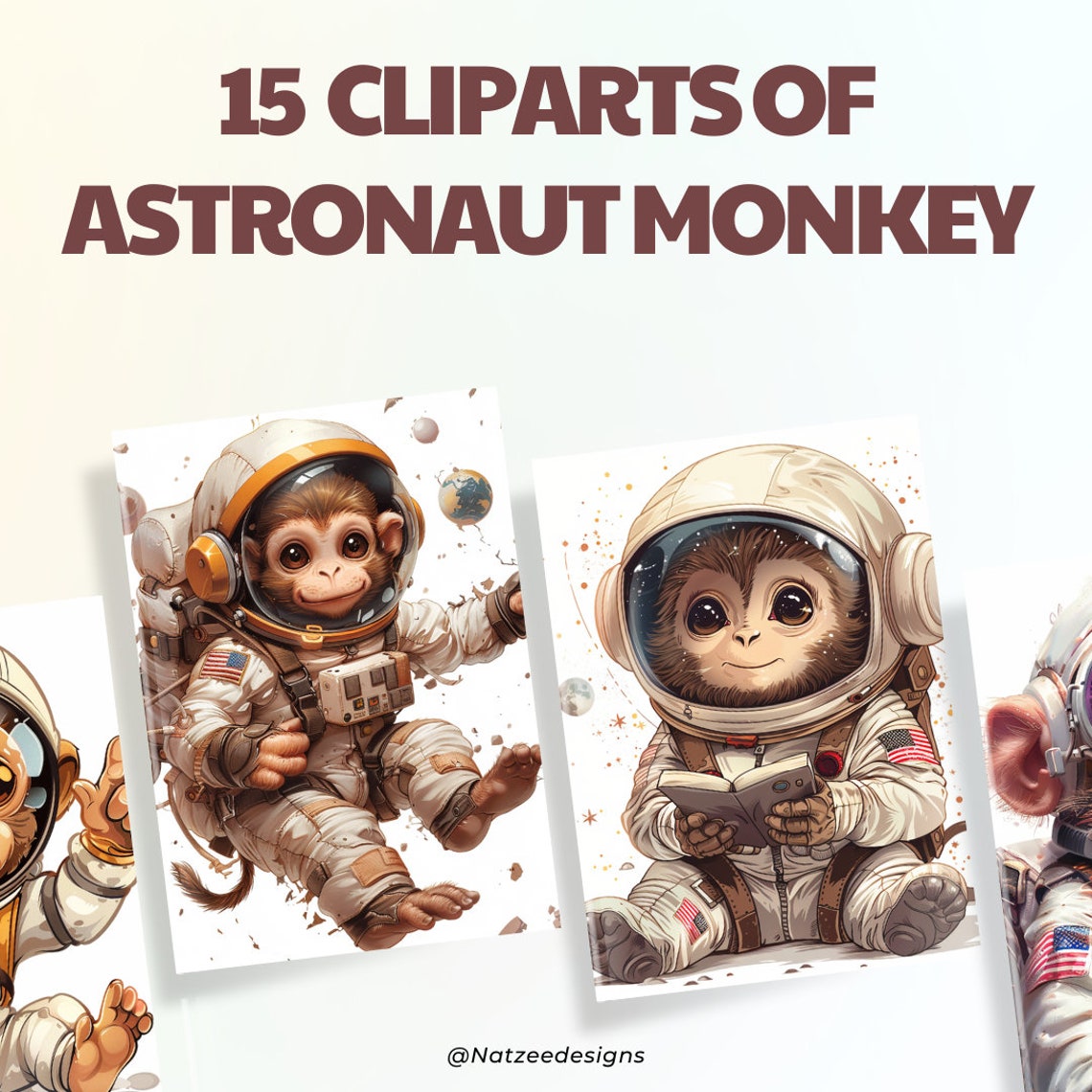 15 HD Cute Astronaut Monkey Clipart, Animal Clipart, Monkey Clipart ...