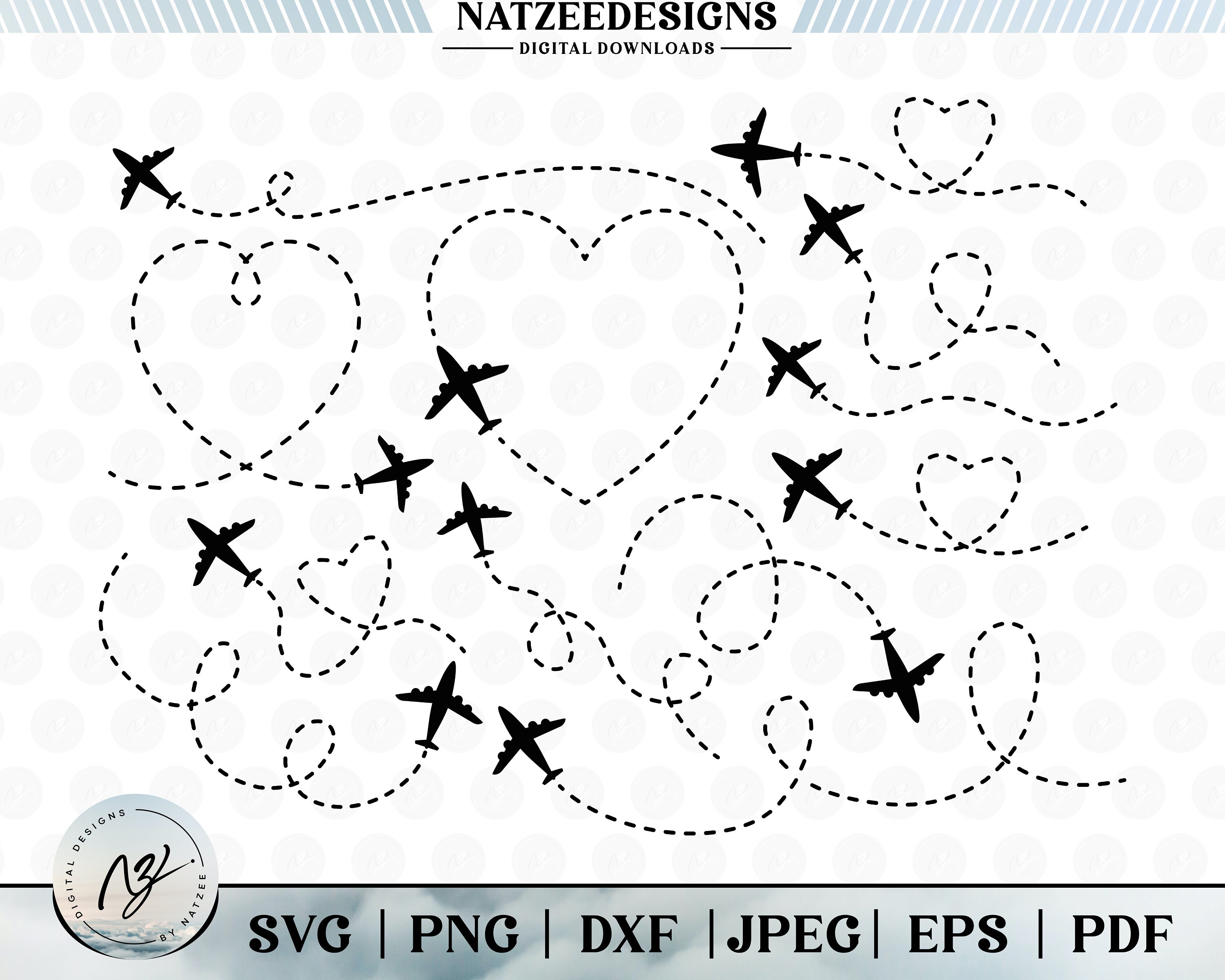 Airplane Bundle SVG, Plane Route Heart Path Cut File, Plane Clipart ...