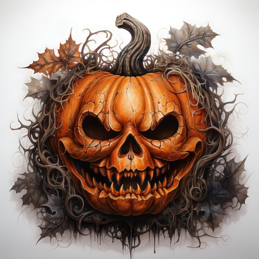 15 HD Halloween Pumpkin, Watercolor Clipart, Scary Art Clipart, Paper ...