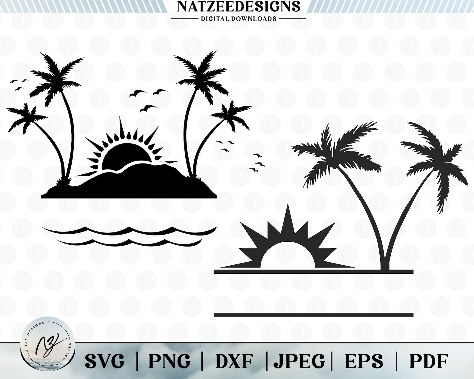 Palm Tree Split Frame SVG, Cut File for Cricut, Cameo, Palm Tree Jpg ...