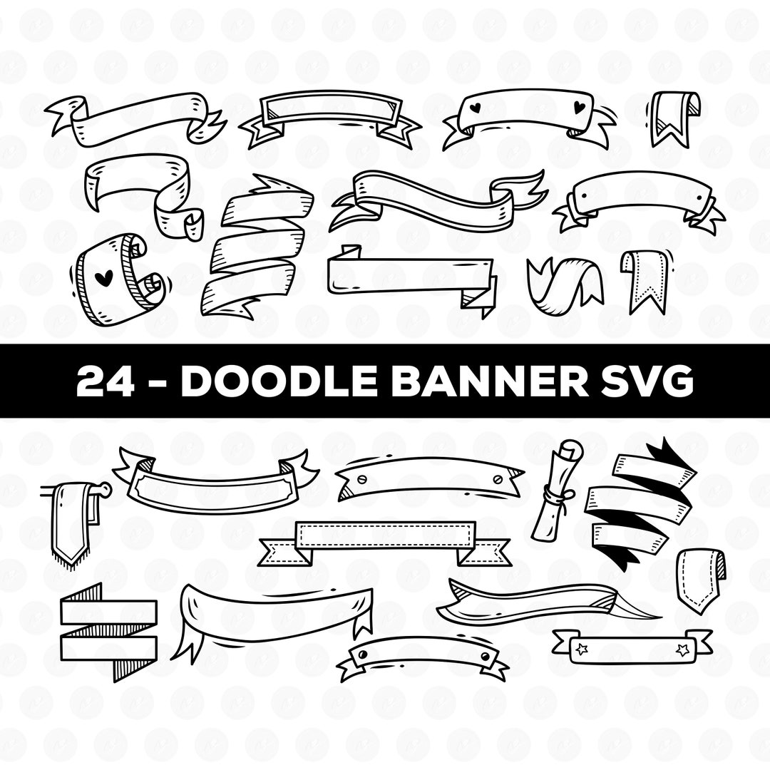 24 Doodles Banner Svg Bundle, Doodles Banner Clipart, Doodles Vector ...