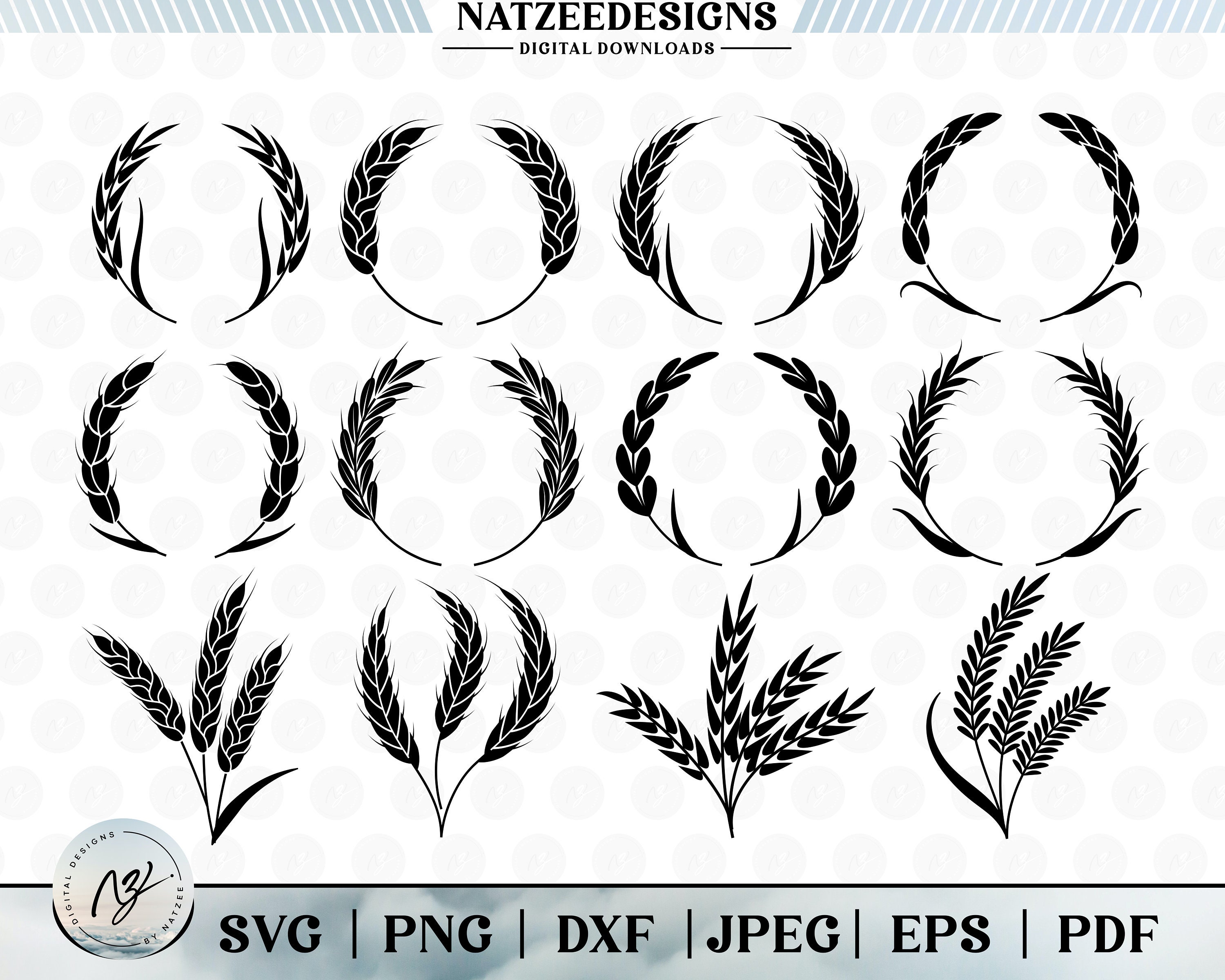 Wheat SVG Cut Files Wheat Silhouette Grain Svg Barley Svg Wheat Harvest ...