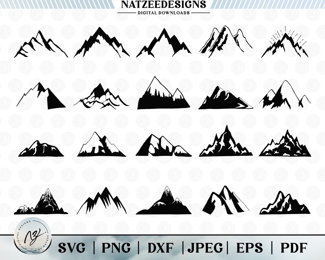 Mountain Bundle Svg, Mountain Sketches Vector Files for Cricut ...