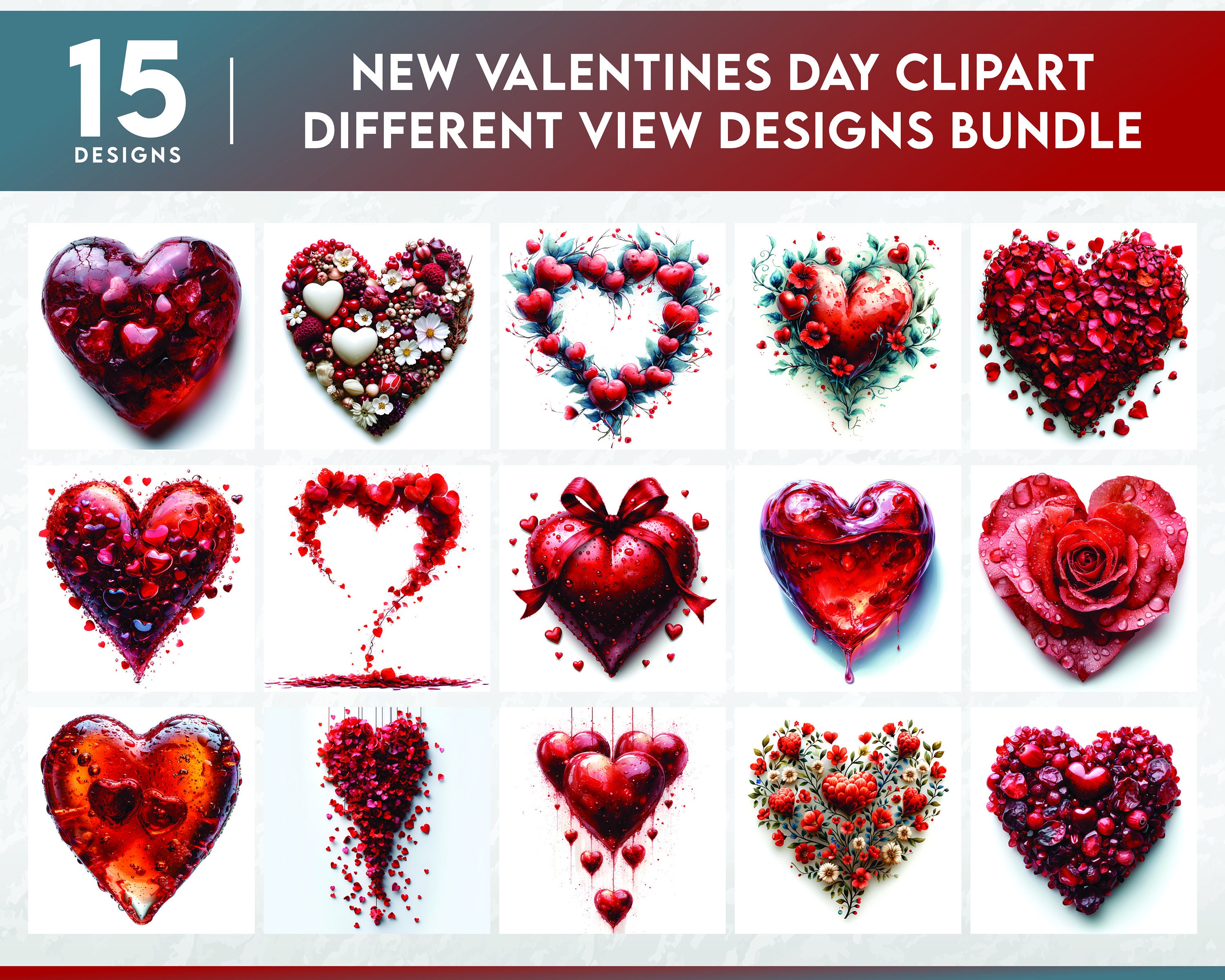 15 HD Valentine Heart Clipart, Watercolor Heart Clipart, Valentine Day ...