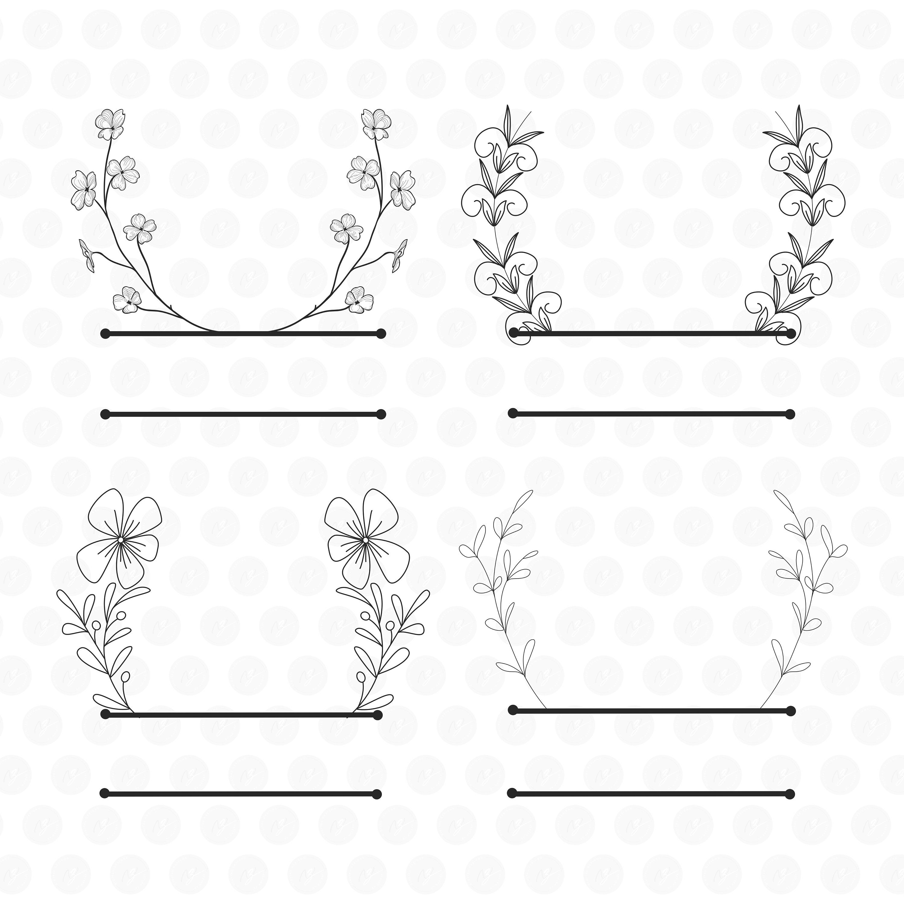 Split Floral Frame Svg Floral Border Svg Floral Frame Svg - Etsy