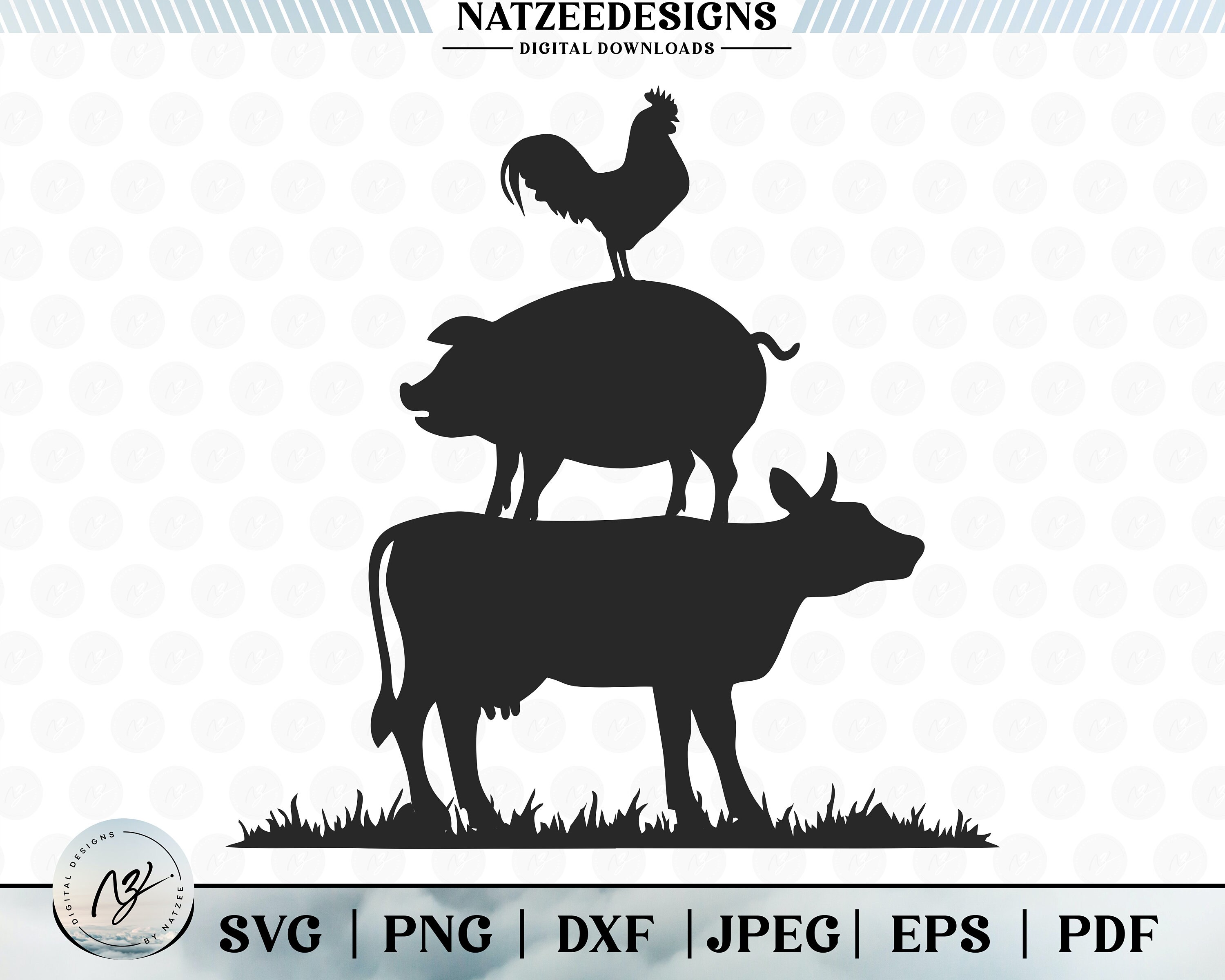 Show Cow Show Pig Show Hen Animals Character Svg Laser - Etsy