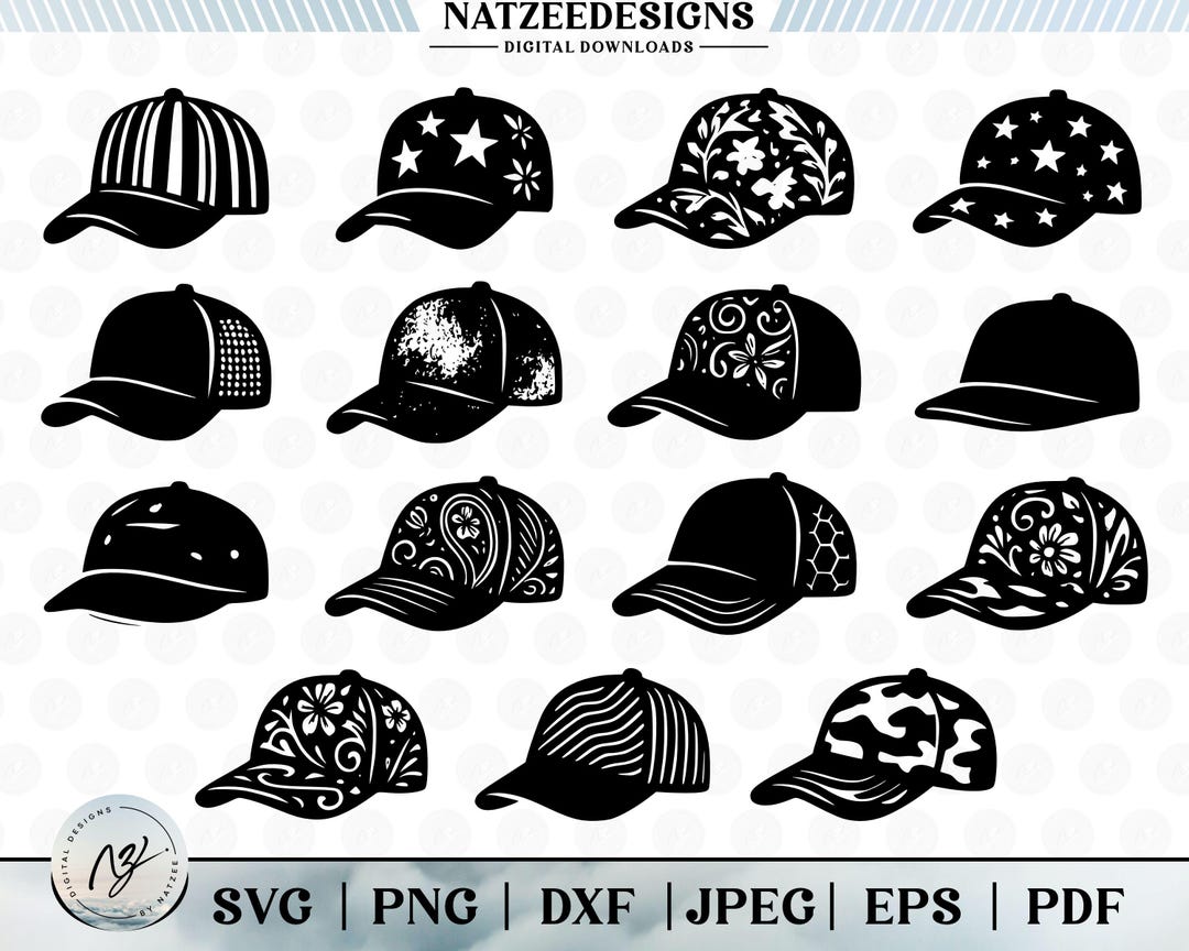 Cap Silhouette SVG Designs | 15 Unique Cut Files (digital Download) - Etsy