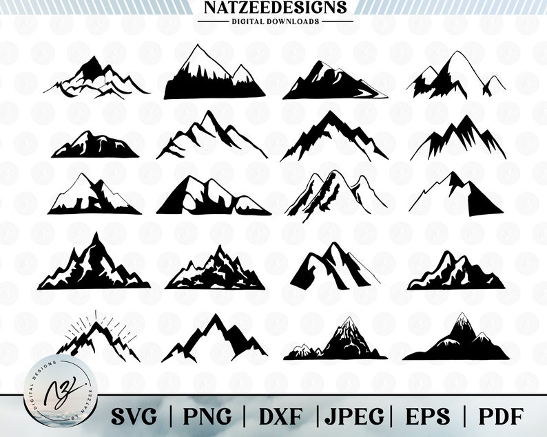 Mountain Svg Bundle Hand Drawn Svg Geometric Mountain Svg - Etsy