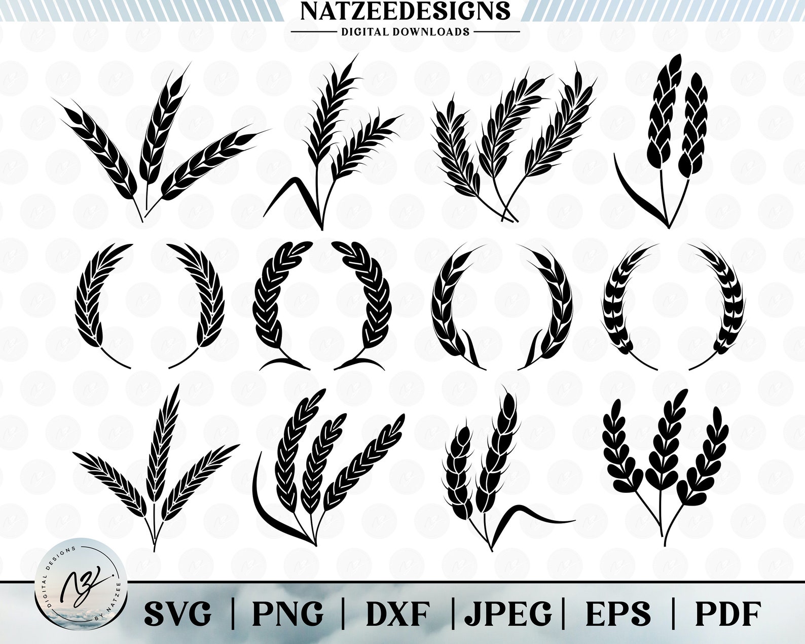 Wheat SVG Cut Files Wheat Silhouette Grain Svg Barley Svg Wheat Harvest ...