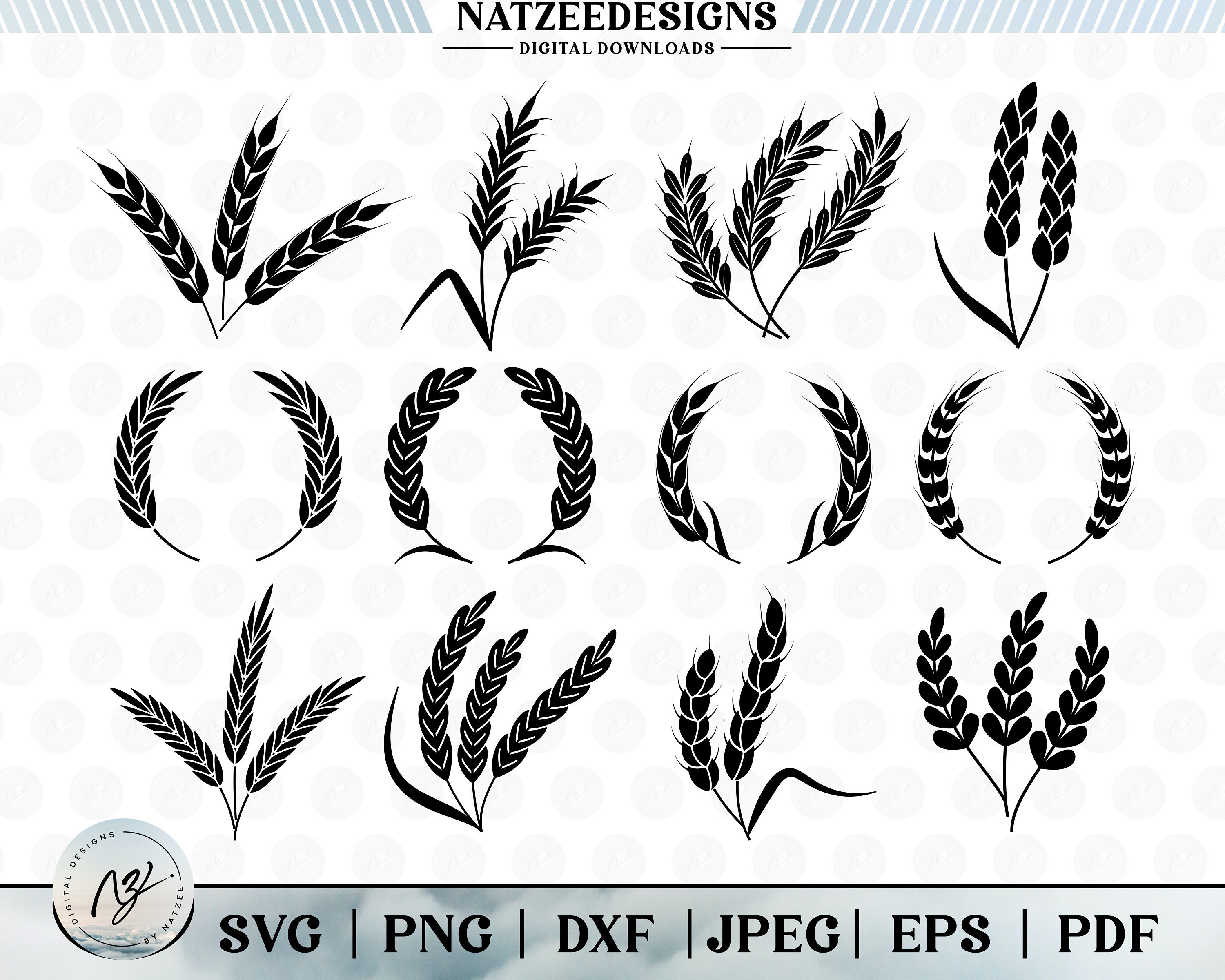 Wheat SVG Cut Files Wheat Silhouette Grain Svg Barley Svg Wheat Harvest ...