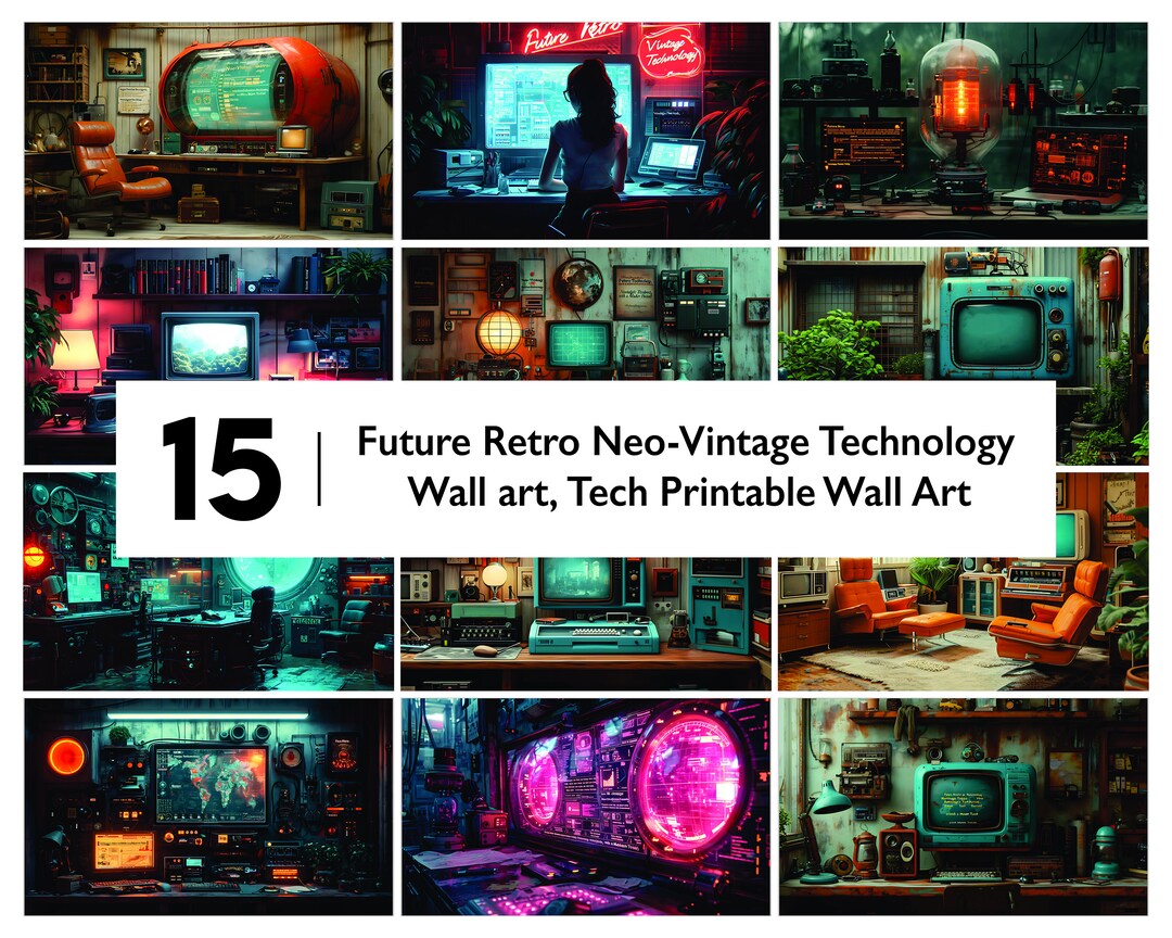 15 HD Future Retro Neo-vintage Technology Wall Art, Tech Printable Wall ...