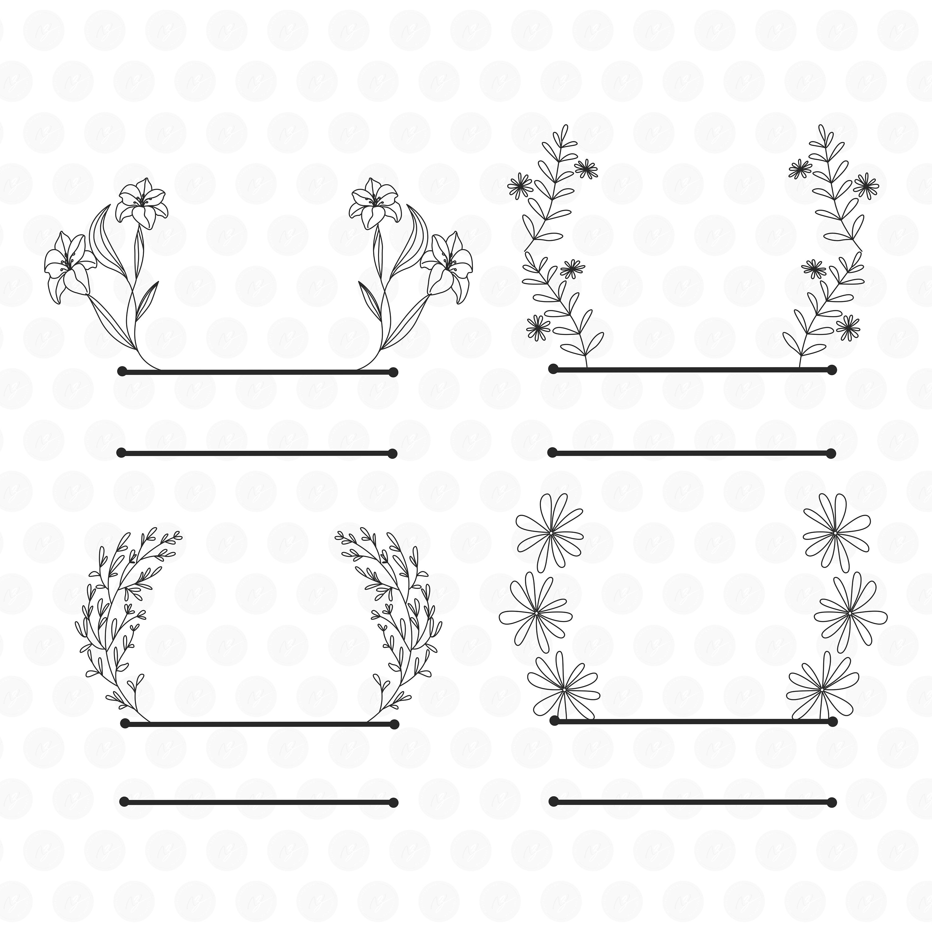 Split Floral Frame Svg Floral Border Svg Floral Frame Svg - Etsy