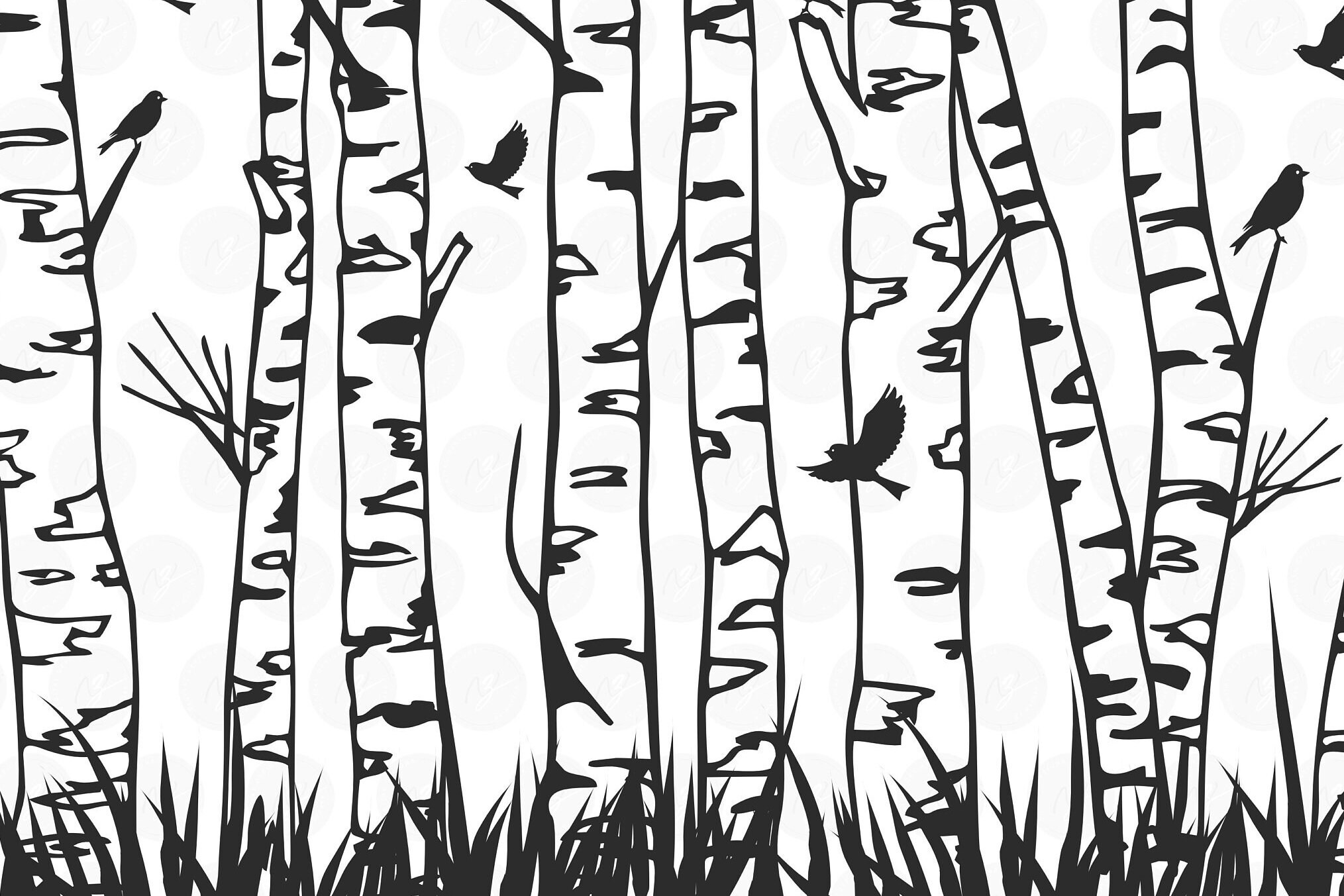 Birch Tree Forest Cut Files, Laser Cricut, Vector Clipart (digital ...