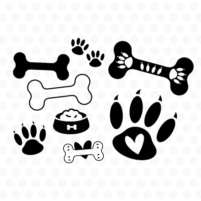 Dog Bones SVG Bundle, 8 Dog Bone Svg, Paws for Digital Download, Bone ...