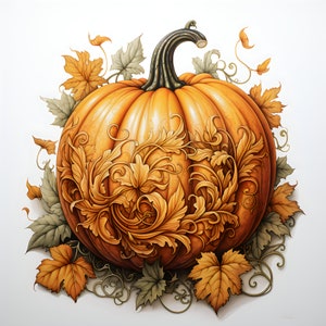 15 HD Halloween Pumpkin, Watercolor Clipart, Scary Art Clipart, Paper ...