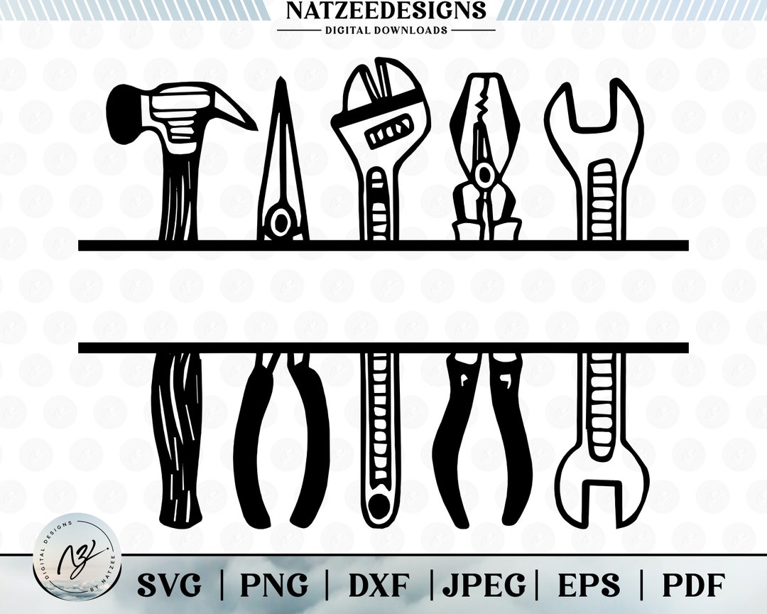 Tools Split Monogram, Handyman Svg, Carpenter Svg, Mechanic Svg, Hammer ...