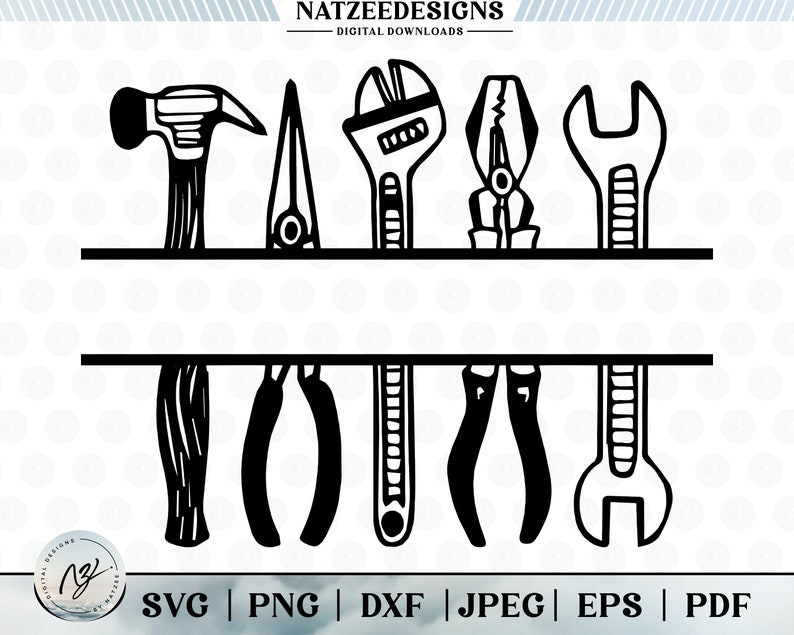 Tools Split Monogram, Handyman Svg, Carpenter Svg, Mechanic Svg, Hammer ...