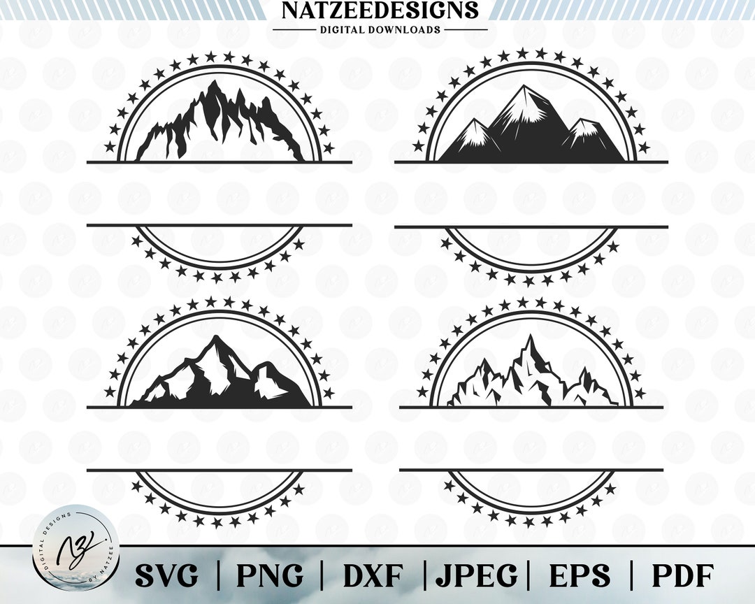Mountain Monogram SVG, Split Name Frame, Geometric Vector Cut File ...