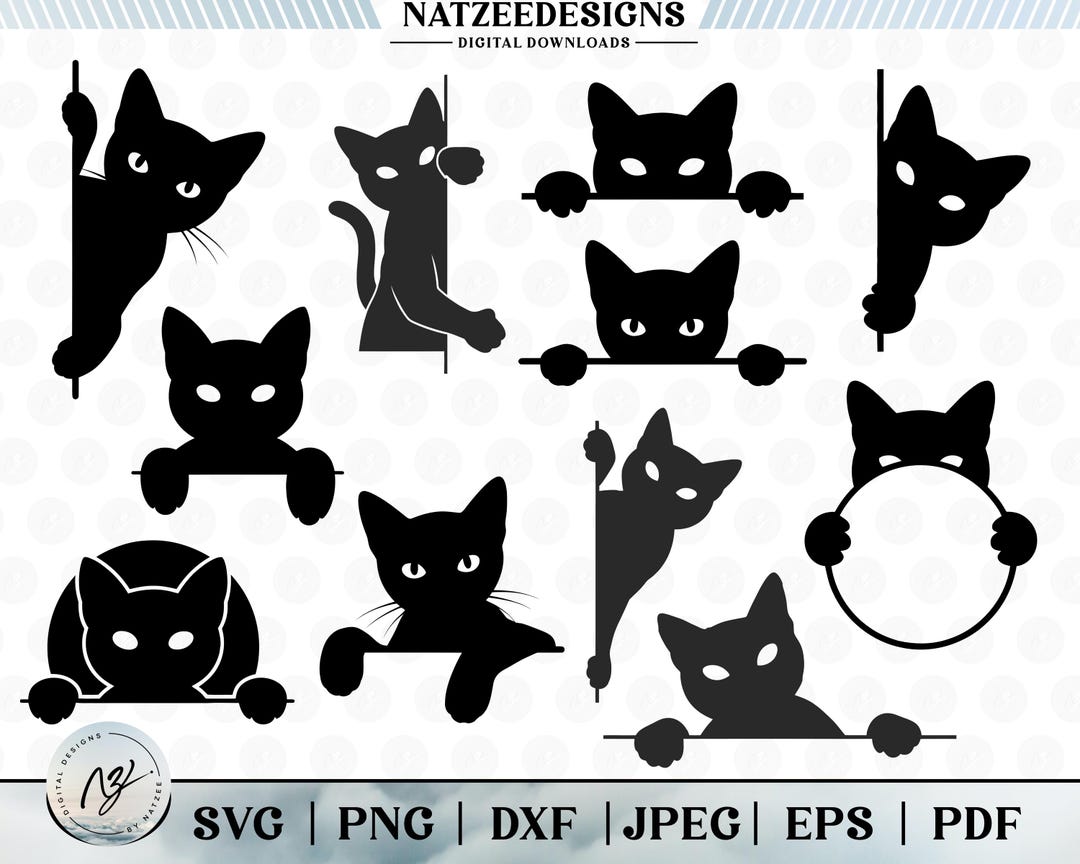 Peeking Black Cat Svg, Peeking Cat Svg, Peeking Cat Png Bundle, Cat ...