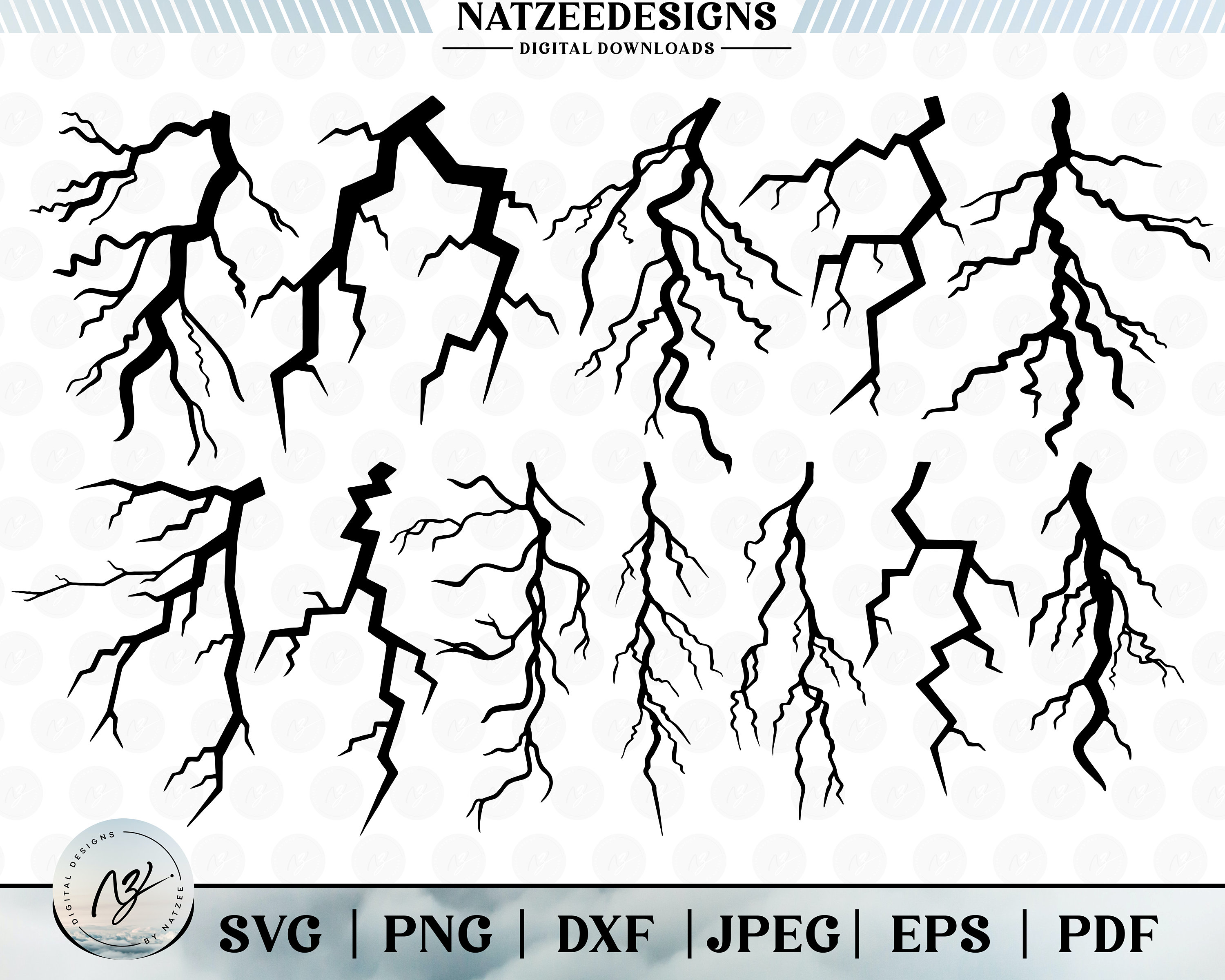 Lightning Svg, Cut Files for Cricut. Clip Art (eps, Svg, Pdf, Png, Dxf, Jpeg) - Etsy